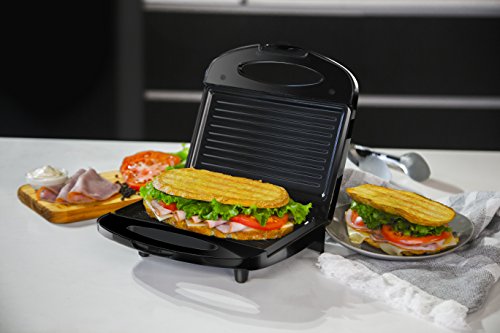 Chefman Electric Contact Grill Griddle, Indoor Dual Closed Sandwich Maker with Nonstick Plates & Cool Touch Handle, For Kitchen & Countertop, 2 Serving, Compact, Black