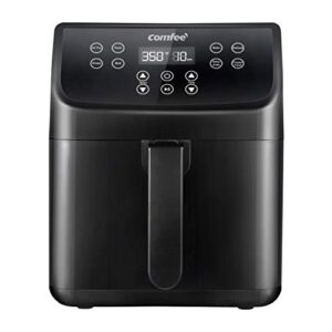 comfee’ 5.8qt digital air fryer, toaster oven & oilless cooker, 1700w with 8 preset functions, led touchscreen, shake reminder, non-stick detachable basket, bpa & pfoa free (110 electronic recipes)