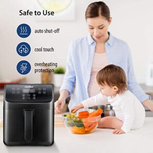 COMFEE' 5.8Qt Digital Air Fryer, Toaster Oven & Oilless Cooker, 1700W with 8 Preset Functions, LED Touchscreen, Shake Reminder, Non-stick Detachable Basket, BPA & PFOA Free (110 electronic Recipes)