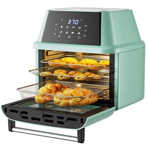 costway 8-in-1 air fryer oven, multifunctional programmable 19qt cooking oven with 10 accessories, rotisserie, 8 pre-set recipe, led digital touchscreen, viewing window, 1800w (green)