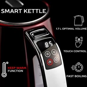 Max Electric Kettle Temperature Control Stainless Steel 1.7 L Tea Kettle, BPA-Free Hot Water Boiler Cordless with LED Light, Auto Shut-Off, Boil-Dry Protection, Keep Warm, 1500W Fast Boiling, Tea pot, Tea kettle, MX-EK01S02