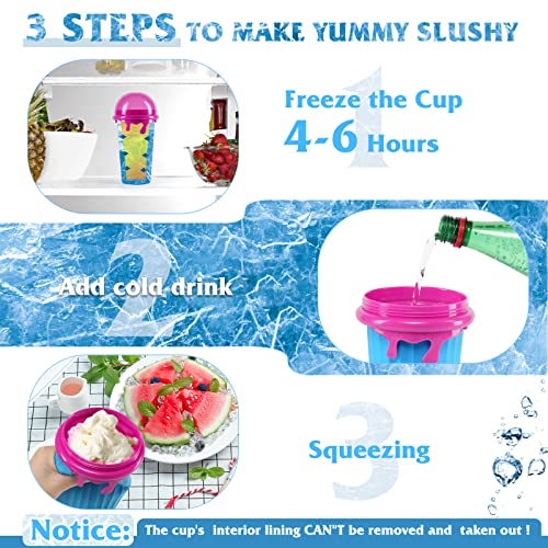 New 500ml Slushie Maker Cup, Large Capacity TIK TOK Magic Quick Frozen Smoothies Cup, Cooling Cup, Double Layer Squeeze Slushy Maker Cup, Happy Gifts for Kids (Blue)