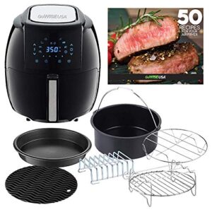 gowise usa gwac22003 5.8-quart air fryer with accessories, 6 pcs, and 8 cooking presets + 100 recipes (black), qt