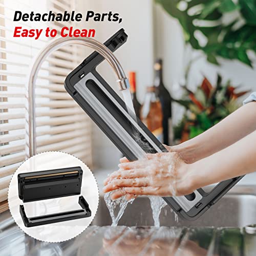 Bonsenkitchen Food Sealer Vacuum Sealer, Built-in Cutter & sealer Bags Rolls and Starter Kit, Dry&Moist Food Modes, Compact Design Air Sealing System Portable Vacuum Sealer, Black