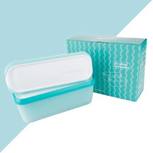 SveBake Ice Cream Storage Containers with Lids 2 PACK - 1.5 Quarts Homemade Ice Cream Tubs, Freezer Containers, Turquoise & Green