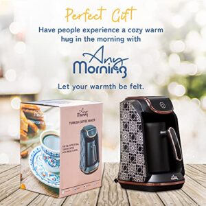 Any Morning Turkish Coffee Maker | Automatic Turkish/Greek Coffee Machine | 1-4-Cup Turkish Coffee Pot | Low-Watt Coffee Maker with Overflow Prevention, Sound Alarm, and Safety System