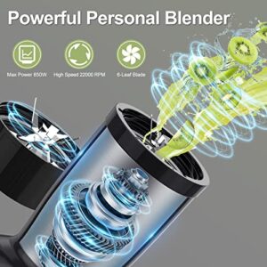 OSEYM Personal Blender, 850W Bullet Blender for Shakes and Smoothies, 19-in-1 Smoothie Blender for Ice Crush, Easy to Clean (Silver)