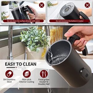 Milk Frother, 4-in-1 Electric Milk Frother and Steamer with Upgraded Motor, Auto Shut-off Hot & Cold Milk Steamer and Frother with Temperature Control for Coffee, Latte, Matcha, Cappuccino (Black)