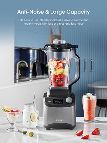 Professional Countertop Blenders for Kitchen, Housnat 2200W Max High Power Commercial Blender with LED Display, 8 Preset Programs, 8 Adjustable Speed, Blender for Shakes and Smoothies, Frozen Fruit, Crushing Ice, Veggies