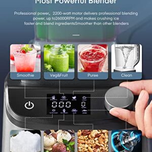 Professional Countertop Blenders for Kitchen, Housnat 2200W Max High Power Commercial Blender with LED Display, 8 Preset Programs, 8 Adjustable Speed, Blender for Shakes and Smoothies, Frozen Fruit, Crushing Ice, Veggies