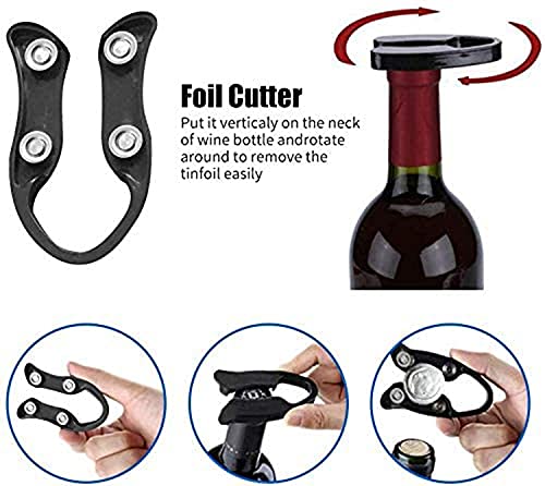 Wine Opener Set, 8 Pieces Manual Red Wine Bottle Opener with Classic Wood Case, Corkscrew for Wine Bottles, Stainless Steel Wine Opener Kit for Valentines Day Wine Gift Set