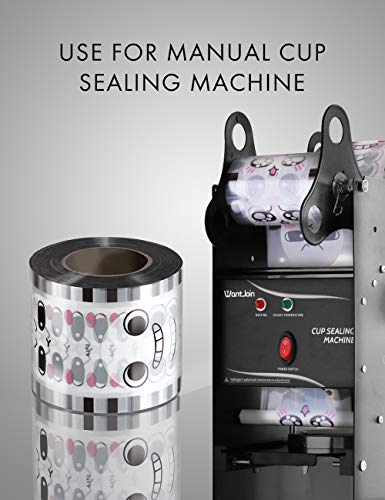 WantJoin Cup Sealing Film Tea Cup Sealing Film Boba Cup Sealer Film 90-105 mm 3000 Cups for PP Plastic and Paper Cups