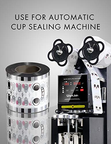 WantJoin Cup Sealing Film Tea Cup Sealing Film Boba Cup Sealer Film 90-105 mm 3000 Cups for PP Plastic and Paper Cups