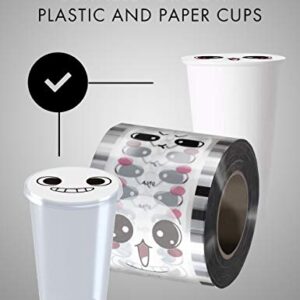 WantJoin Cup Sealing Film Tea Cup Sealing Film Boba Cup Sealer Film 90-105 mm 3000 Cups for PP Plastic and Paper Cups