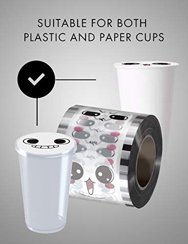 WantJoin Cup Sealing Film Tea Cup Sealing Film Boba Cup Sealer Film 90-105 mm 3000 Cups for PP Plastic and Paper Cups