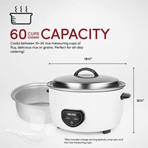 Aroma Housewares Commercial 60-Cup (Cooked) / 14Qt. Rice & Grain Cooker (ARC-1430E), White