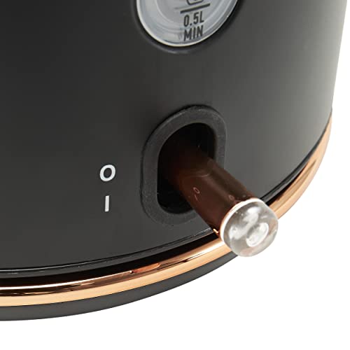 Haden 75070 DORSET 1.7 Liter Stainless Steel Retro Electric Kettle with Auto Shut-Off and Boil-Dry Protection, Black/Copper