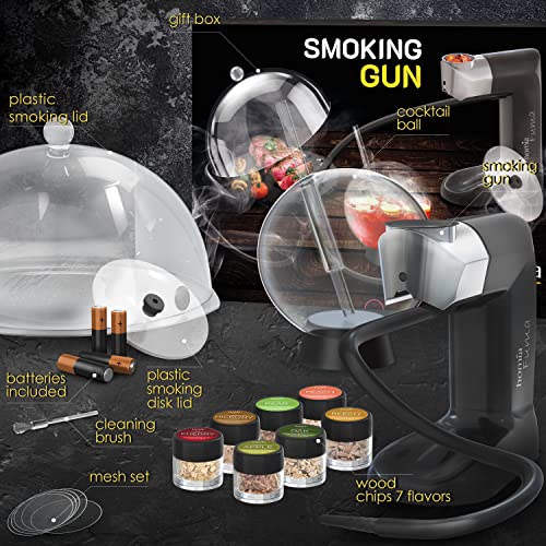 Smoking Gun Wood Smoke Infuser - Premium Kit, 14 PCS, Smoker Machine with Accessories and Wood Chips - Cold Smoke for Food and Drinks - Gift for Man