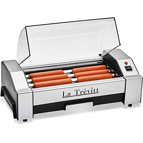 La Trevitt Hot Dog Roller- Sausage Grill Cooker Machine- 6 Hot Dog Capacity - Commercial and Household Hot Dog Machine for Family Use