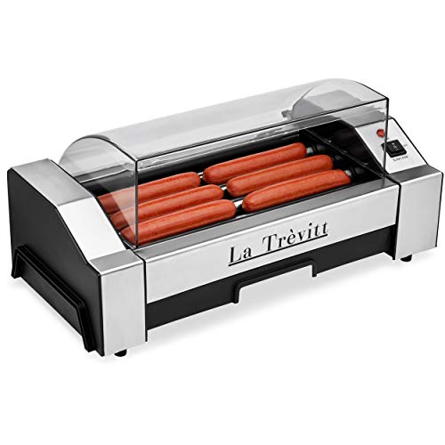 La Trevitt Hot Dog Roller- Sausage Grill Cooker Machine- 6 Hot Dog Capacity - Commercial and Household Hot Dog Machine for Family Use