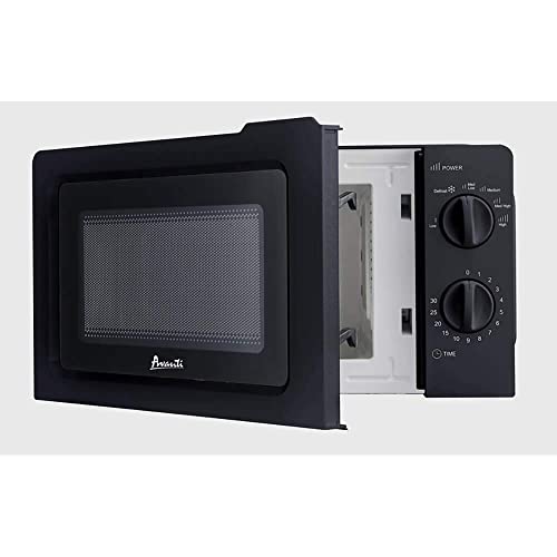 Avanti MM07K1B Microwave Oven 700-Watts Compact Mechanical with 5 Power Settings, Defrost, Full Range Temperature Control and Glass Turntable, Black