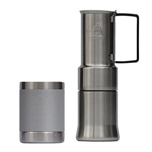 ncamp – café, portable coffee maker, portable espresso machine, compact camping coffee maker, stainless steel travel coffee maker with camping coffee cup, reusable, 12 oz