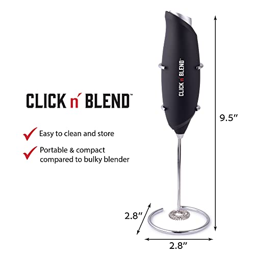 Click n Blend Handheld, Mini Electric Drink Mixer, Foamer & Frother for Protein Shakes, Coffee, Lattes