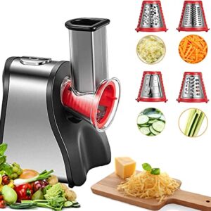 FOHERE Electric Cheese Grater Shredder, Electric Salad Maker for Home Kitchen Use, One-Touch Easy Control, Electric Grater for Vegetables, Cheeses and Nuts, BPA-Free, Red