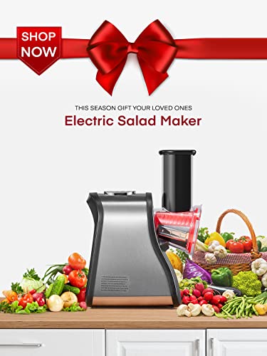 FOHERE Electric Cheese Grater Shredder, Electric Salad Maker for Home Kitchen Use, One-Touch Easy Control, Electric Grater for Vegetables, Cheeses and Nuts, BPA-Free, Red