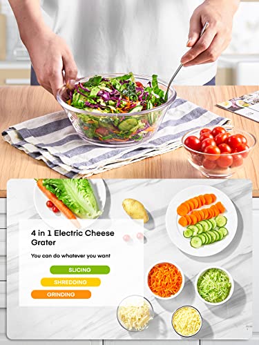 FOHERE Electric Cheese Grater Shredder, Electric Salad Maker for Home Kitchen Use, One-Touch Easy Control, Electric Grater for Vegetables, Cheeses and Nuts, BPA-Free, Red