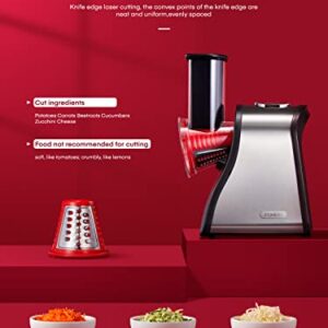 FOHERE Electric Cheese Grater Shredder, Electric Salad Maker for Home Kitchen Use, One-Touch Easy Control, Electric Grater for Vegetables, Cheeses and Nuts, BPA-Free, Red