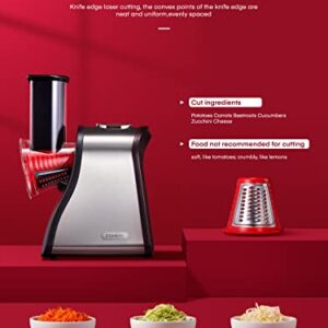 FOHERE Electric Cheese Grater Shredder, Electric Salad Maker for Home Kitchen Use, One-Touch Easy Control, Electric Grater for Vegetables, Cheeses and Nuts, BPA-Free, Red