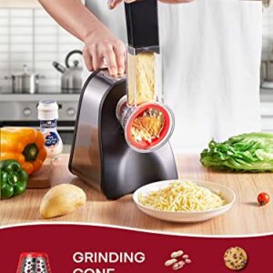 FOHERE Electric Cheese Grater Shredder, Electric Salad Maker for Home Kitchen Use, One-Touch Easy Control, Electric Grater for Vegetables, Cheeses and Nuts, BPA-Free, Red