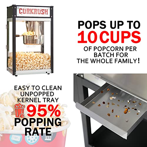 8 Ounce Popcorn Machine Movie Theater Style with Cart Old Fashioned Popcorn Maker Machine for Home Commercial Halloween Christmas Gift, Black