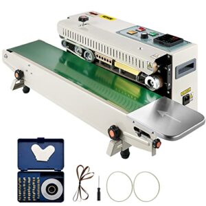 vevor continuous bag band sealing machine fr900k band sealer machine with digital temperature control horizontal bag sealer for 0.02-0.08 mm plastic bags continuous band sealer w/ printing function