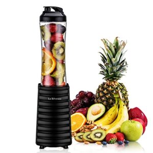 la reveuse smoothies blender 300 watt with 18 oz bpa free portable travel sports bottle (black)