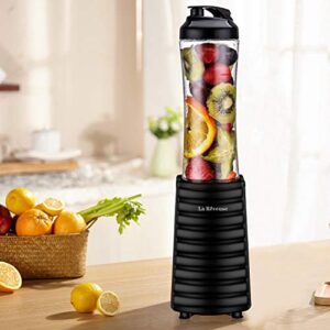 La Reveuse Smoothies Blender 300 Watt with 18 oz BPA Free Portable Travel Sports Bottle (Black)