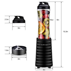 La Reveuse Smoothies Blender 300 Watt with 18 oz BPA Free Portable Travel Sports Bottle (Black)