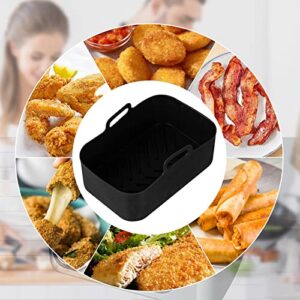 Ferenu 2pcs Air Fryer Silicone Pot for Ninja Foodi Dual DZ201 | Reusable Liner Rectangle Basket 8 QT Easy Cleaning Food Safe Accessories (Black)