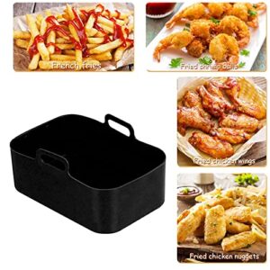 Ferenu 2pcs Air Fryer Silicone Pot for Ninja Foodi Dual DZ201 | Reusable Liner Rectangle Basket 8 QT Easy Cleaning Food Safe Accessories (Black)