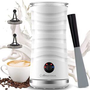 home venue milk frother, 4-in-1 electric milk steamer and warmer, hot & cold foam maker for latte, cappuccino, macchiato, non-slip design with auto shut-off, silence, two whisks, spatula