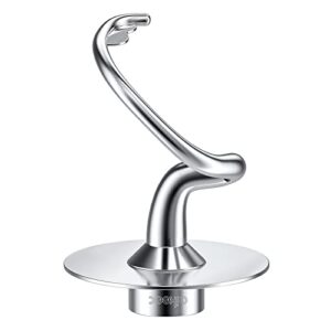 spiral dough hook accessories for kitchenaid stand mixer, aikeec fully stainless steel k45dh dough hook for kitchen aid 4.5/5 quart tilt-head stand mixer, mess free mixer accessory, dishwasher safe