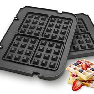 RAFBAR Waffle Plates for Cuisinart Griddler GR-4N,GR-5B P1,GR6S and GRID-8N Series, 2 Nonstick Coating Plates for 4 Slices Belgian Waffles