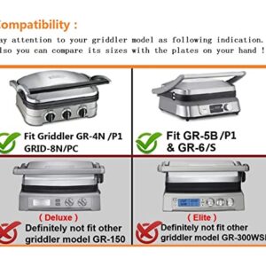 RAFBAR Waffle Plates for Cuisinart Griddler GR-4N,GR-5B P1,GR6S and GRID-8N Series, 2 Nonstick Coating Plates for 4 Slices Belgian Waffles