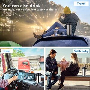 Car Electric Kettle 12V Hot Water Bottle 1200Ml Portable Car Kettle Boiler with Led Indicator Light Metal Travel Thermoses Heating Bottle for Water Tea Coffee Milk (40oz, 12V Car)