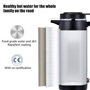 Car Electric Kettle 12V Hot Water Bottle 1200Ml Portable Car Kettle Boiler with Led Indicator Light Metal Travel Thermoses Heating Bottle for Water Tea Coffee Milk (40oz, 12V Car)