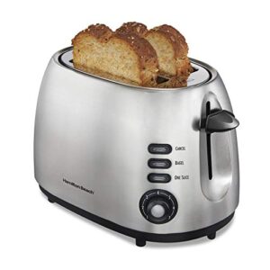 hamilton beach 2 slice toaster with extra wide slots, sure-toast technology, shade selector, bagel setting, brushed stainless steel (22220)