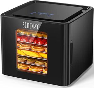 sendry food dehydrator with 6 stainless steel trays, led touch control design adjustable digital temperature and time, food dryer machine for jerky, meat, beef, dog treats, fruit, vegetable, herb, yogurt