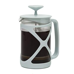 primula tempo french press premium filtration with no grounds, heat resistant borosilicate glass, blue pastel, 24 oz