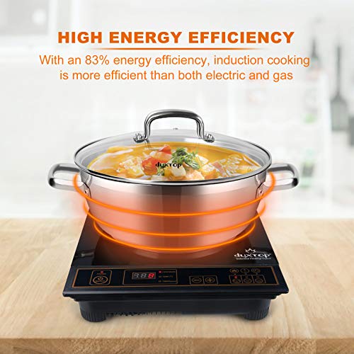 Duxtop 1800W Portable Induction Cooktop, Countertop Burner Included 5.7 Quarts Professional Stainless Steel Cooking Pot with Lid, Heavy Impact-bonded Bottom